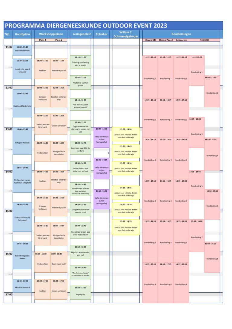 Programma – Diergeneeskunde Outdoor Event